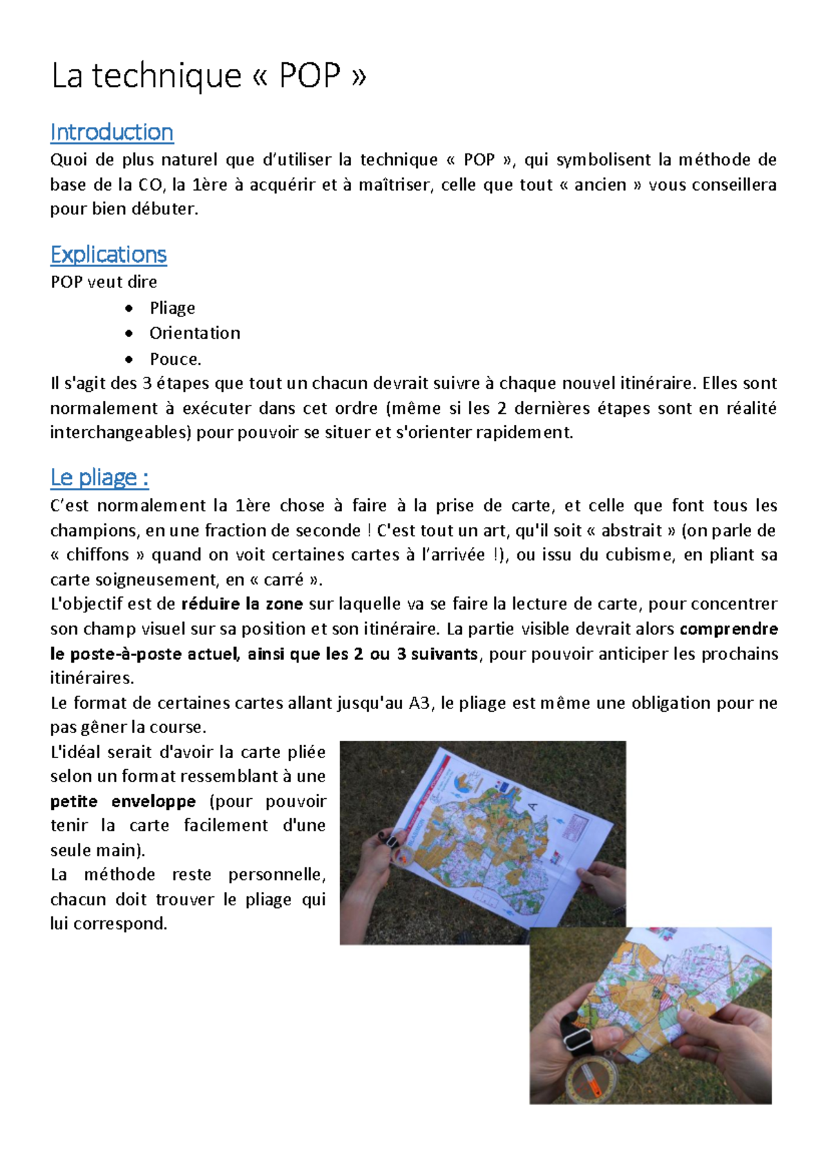 La technique POP en CO : Pliage, Orientation et Pouce expliqués - Studocu