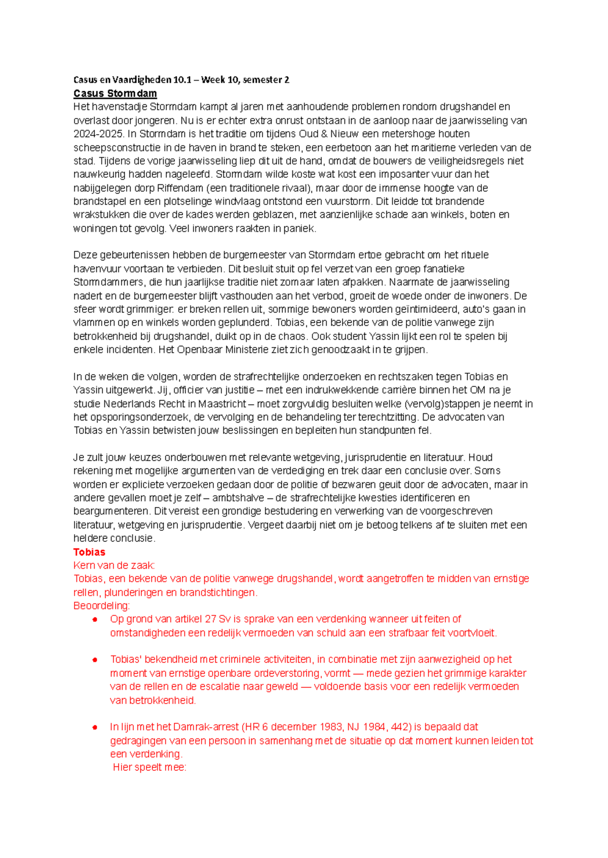 Casus en Vaardigheden 10.1: Stormdam - Juridische Analyse en ...