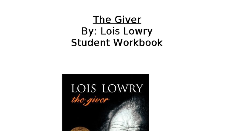 The Giver (251138758) Student Workbook: Exploring Lois Lowry's Utopia ...
