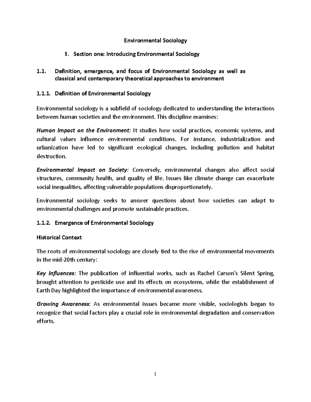 Environmental Sociology 1: Key Concepts and Theoretical Approaches ...