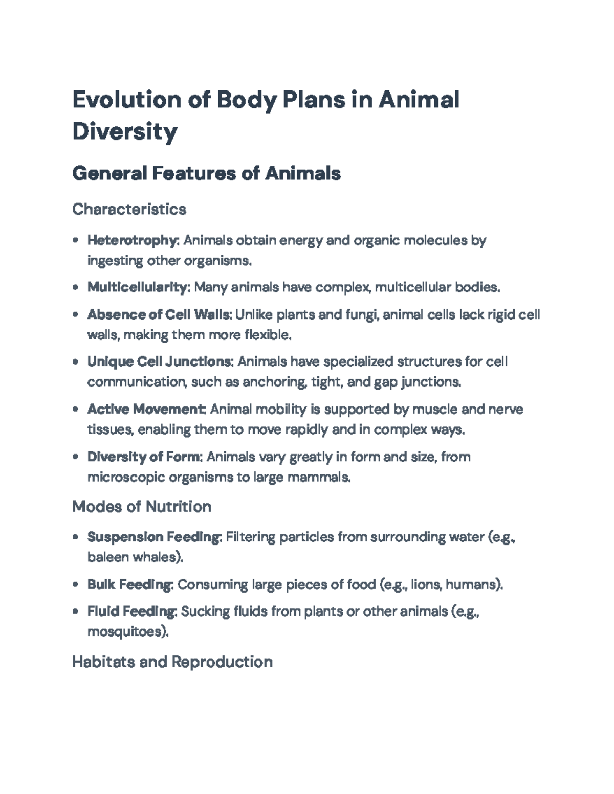 Evolution of Body Plans in Animals: Features, Diversity, and Functions ...