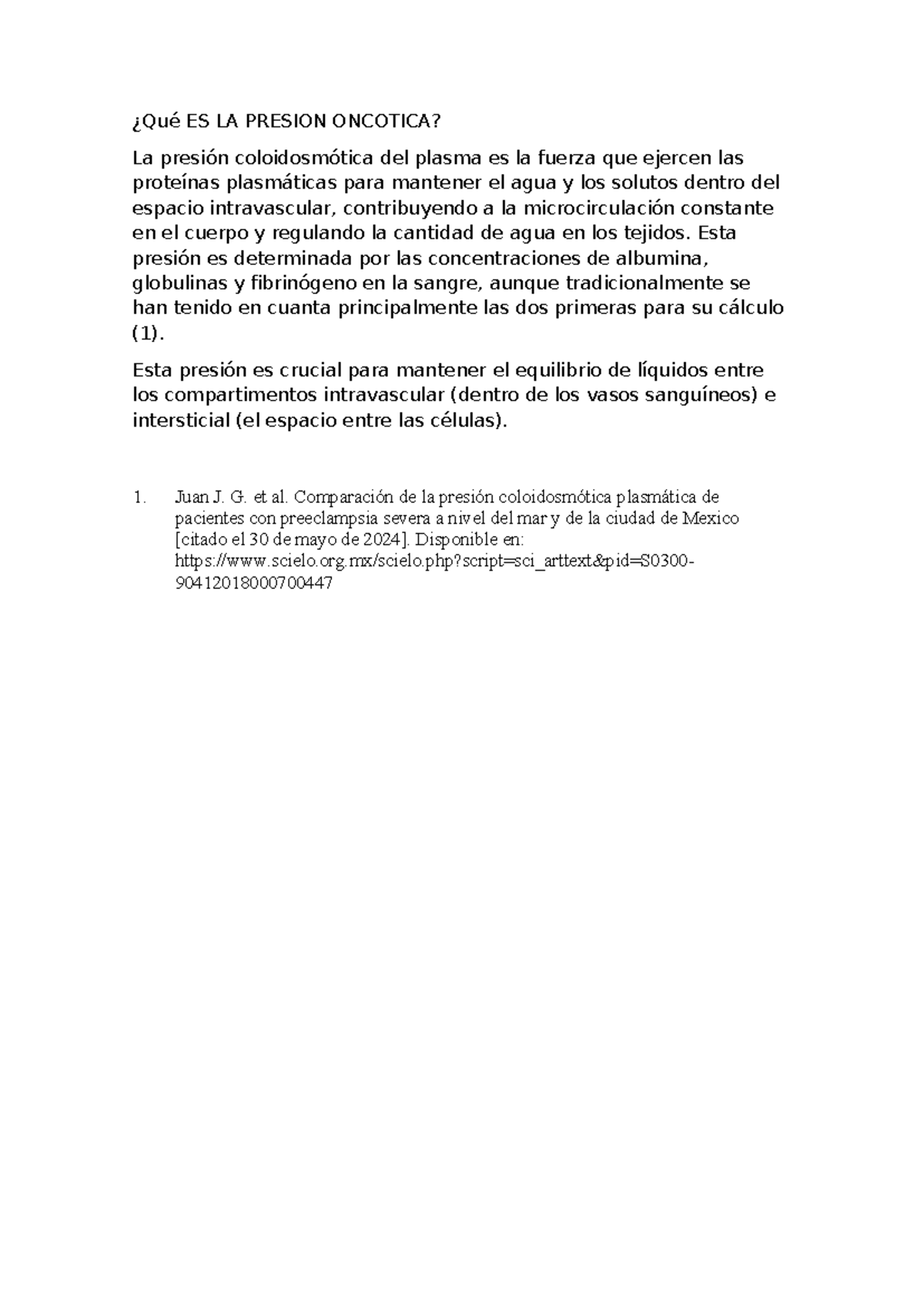 Presión Oncotica: Conceptos Esenciales y su Importancia Clínica - Studocu