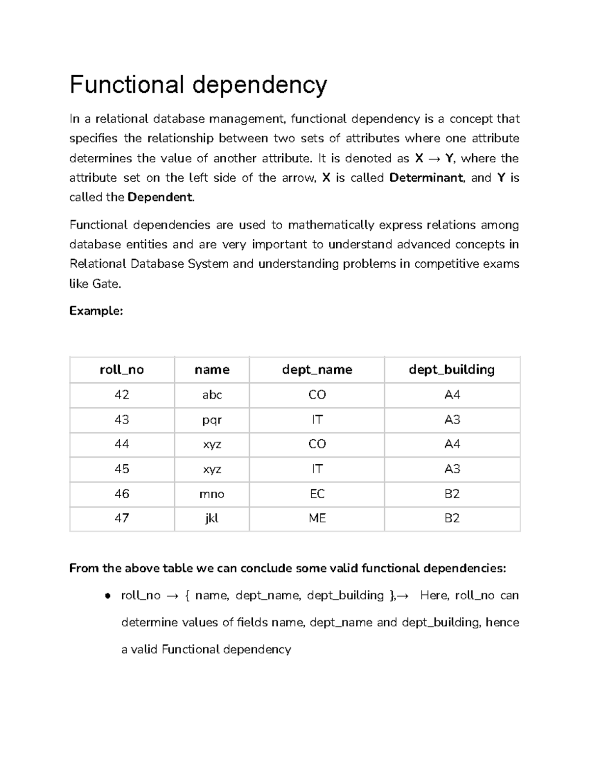 Normalization - Norm - Functional dependency In a relational database ...