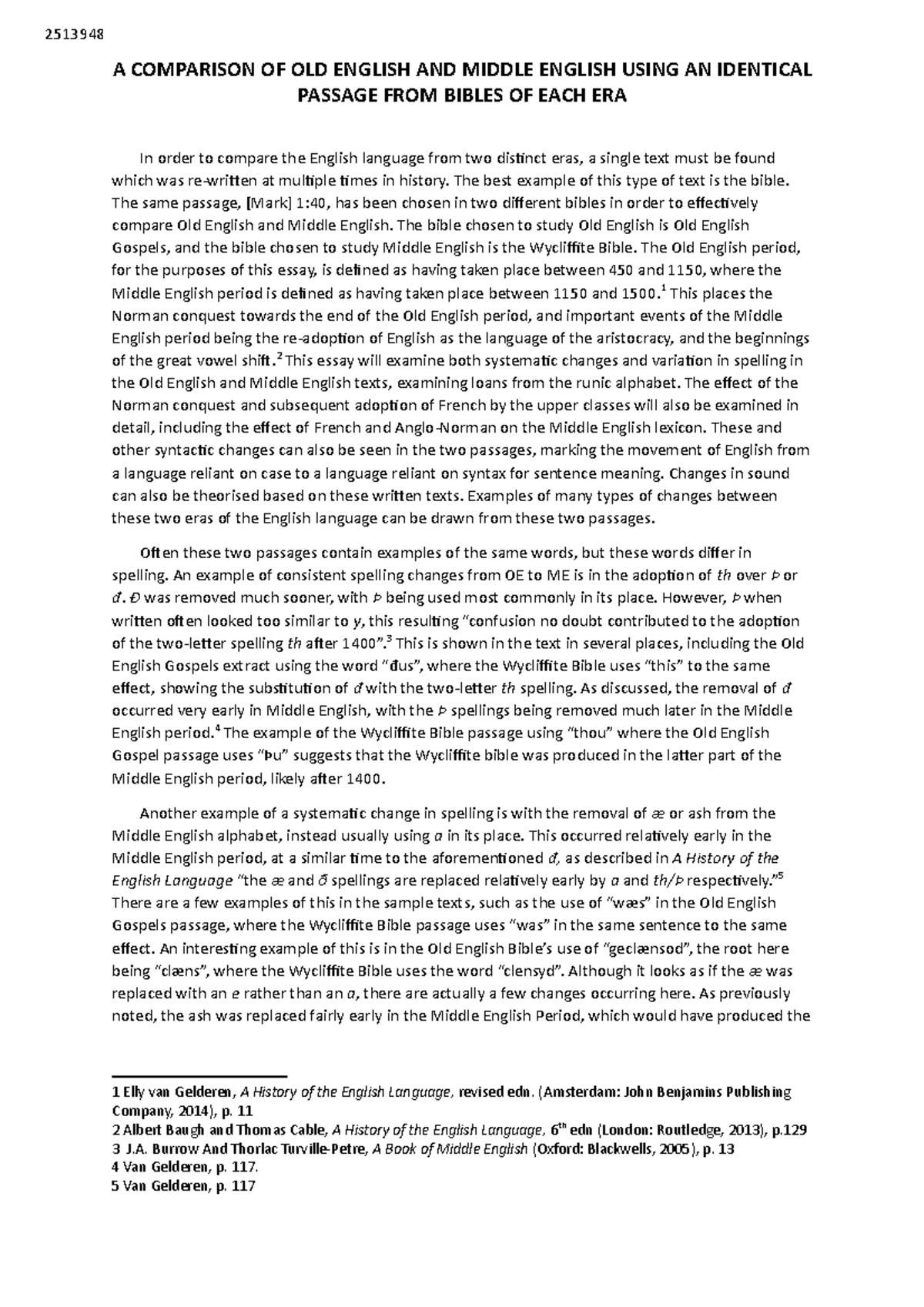 A COMPARISON OF OLD ENGLISH AND MIDDLE ENGLISH BIBLES: AN ANALYSIS ...