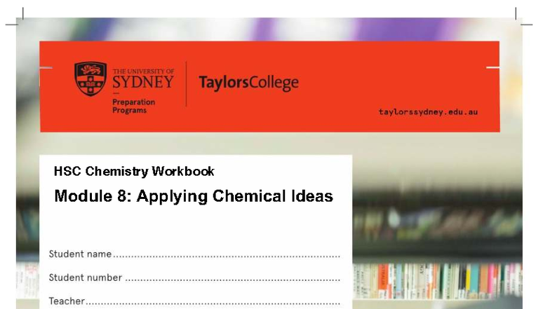 HSC Chemistry Module 8: Applying Chemical Ideas Study Guide - Studocu