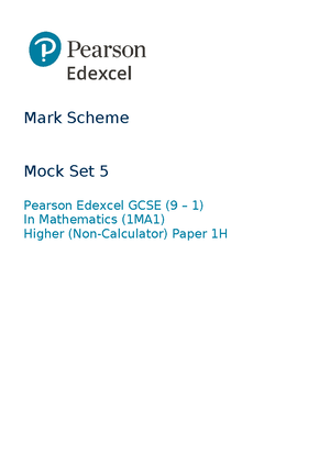 GCSE Pearson Edexcel Maths, Higher Practice Paper - GCSE Mathematics ...