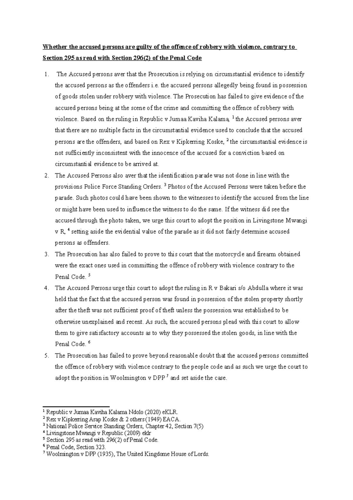 Robbery with Violence Case Study: Accused Persons Count 1 Analysis ...