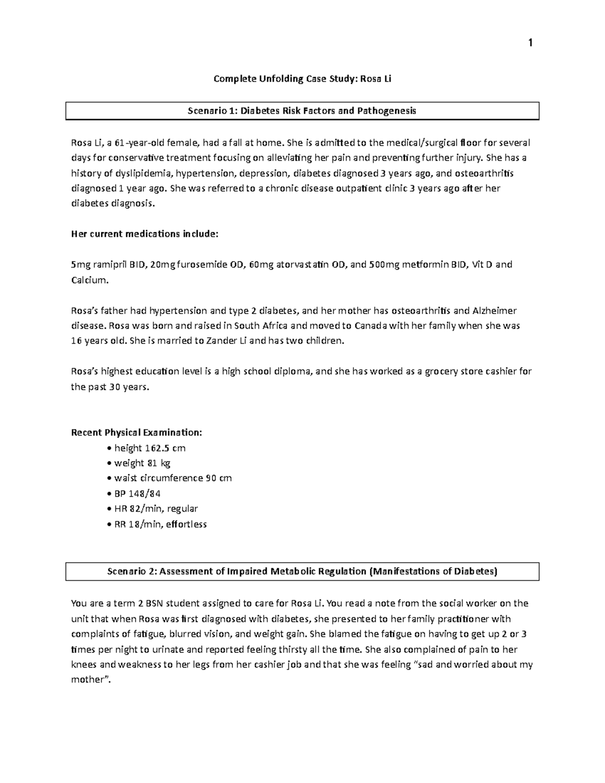 Rosa Li Unfolding Case Study: Diabetes Risk & Management [NUTR 101 ...