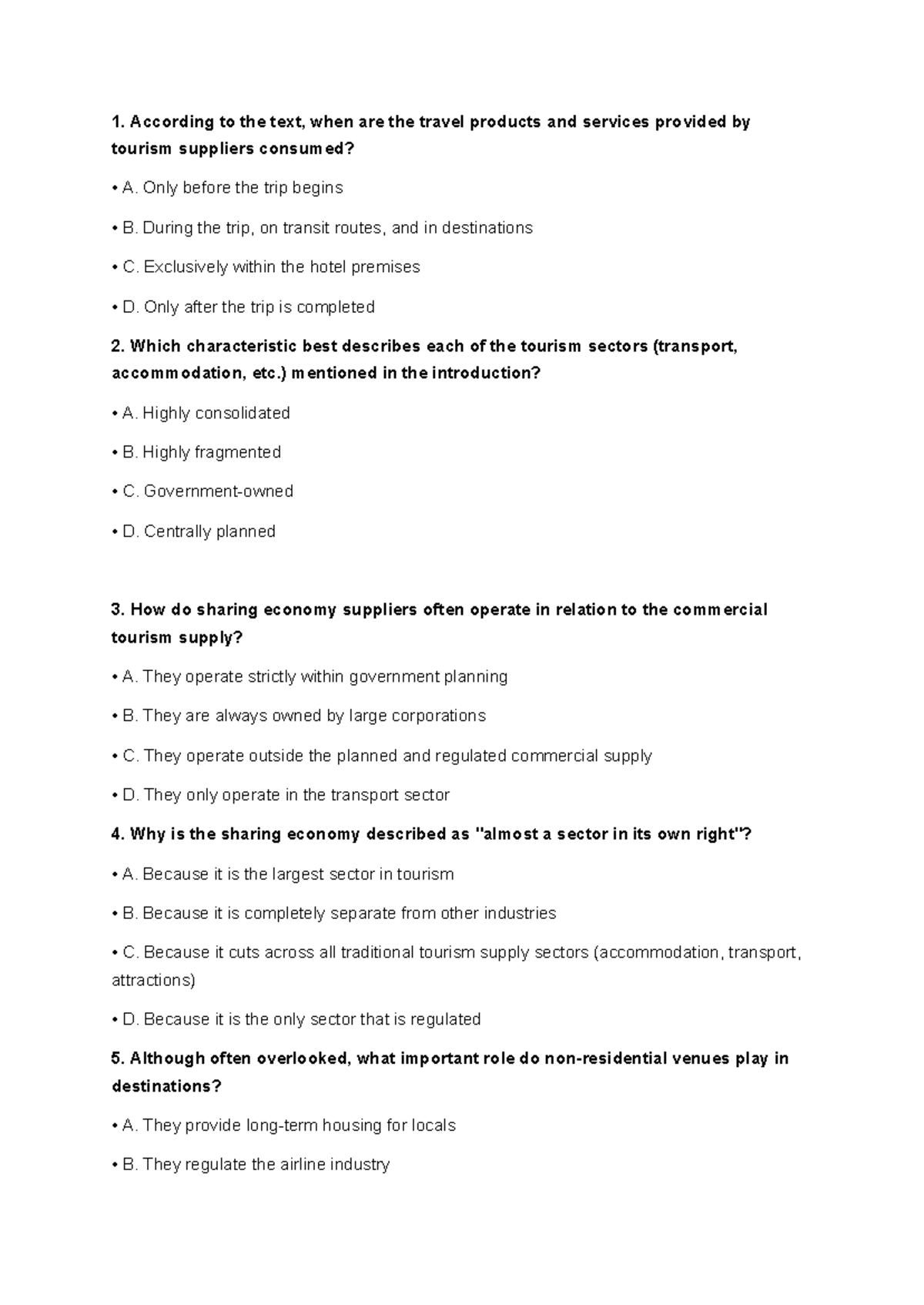 Tourism Supply and Demand: Key Concepts and Scenarios (TONG 101) - Studocu