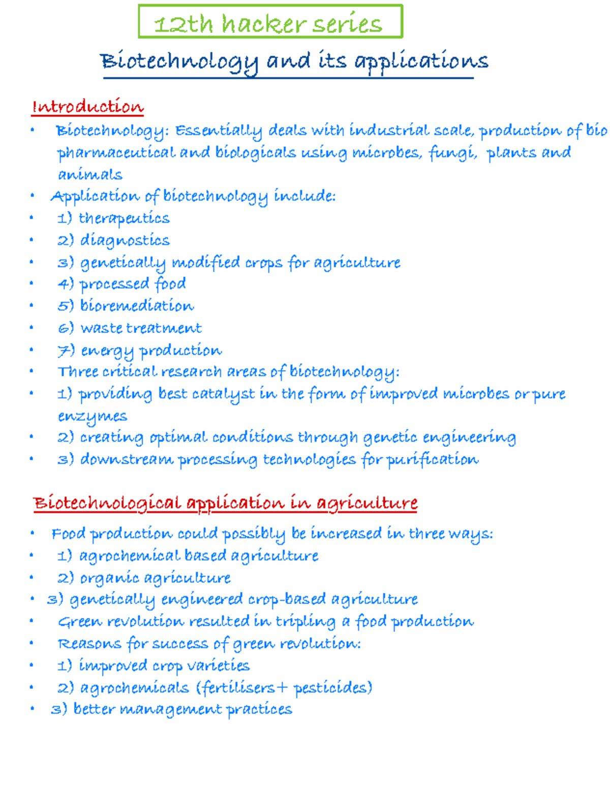 Biotechnology and Its Applications: An Overview (Course Code: 12th ...