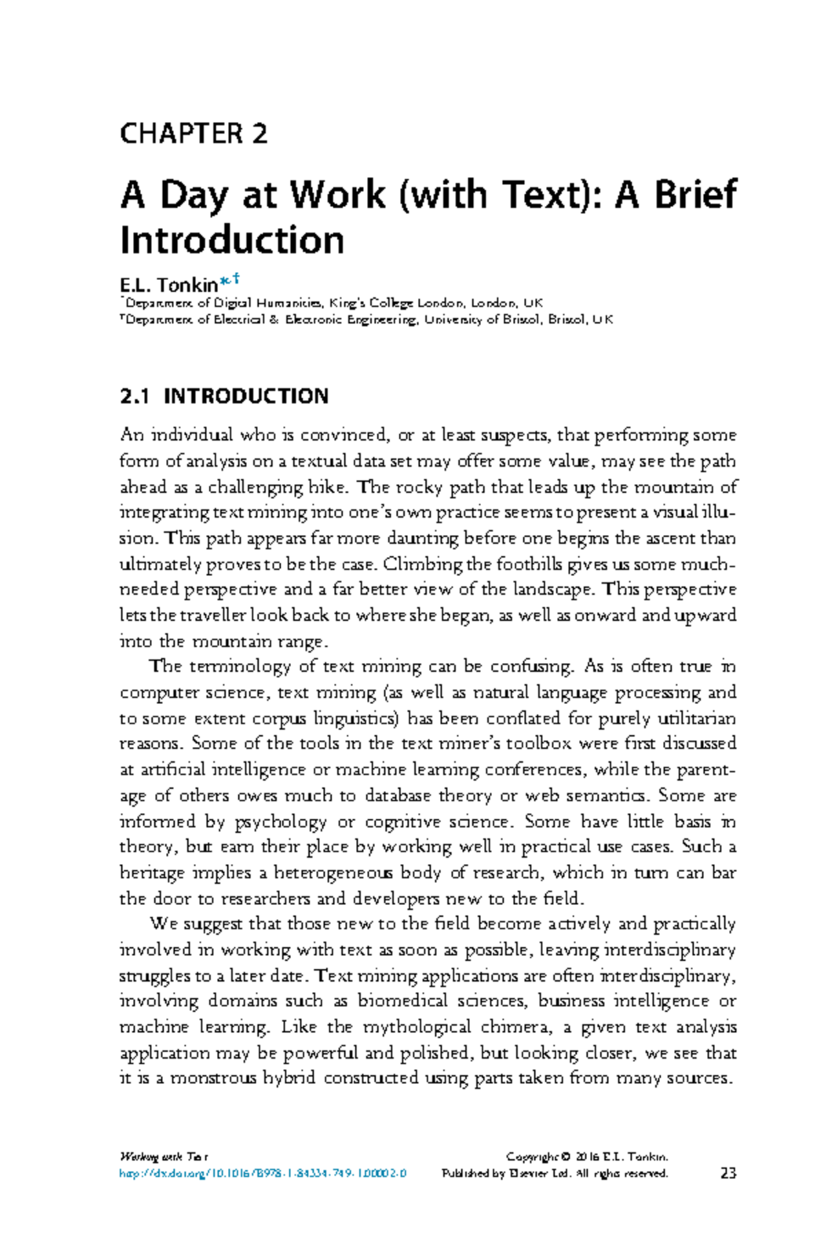 CHAPTER 2: A Day at Work - An Introduction to Text Mining Techniques ...