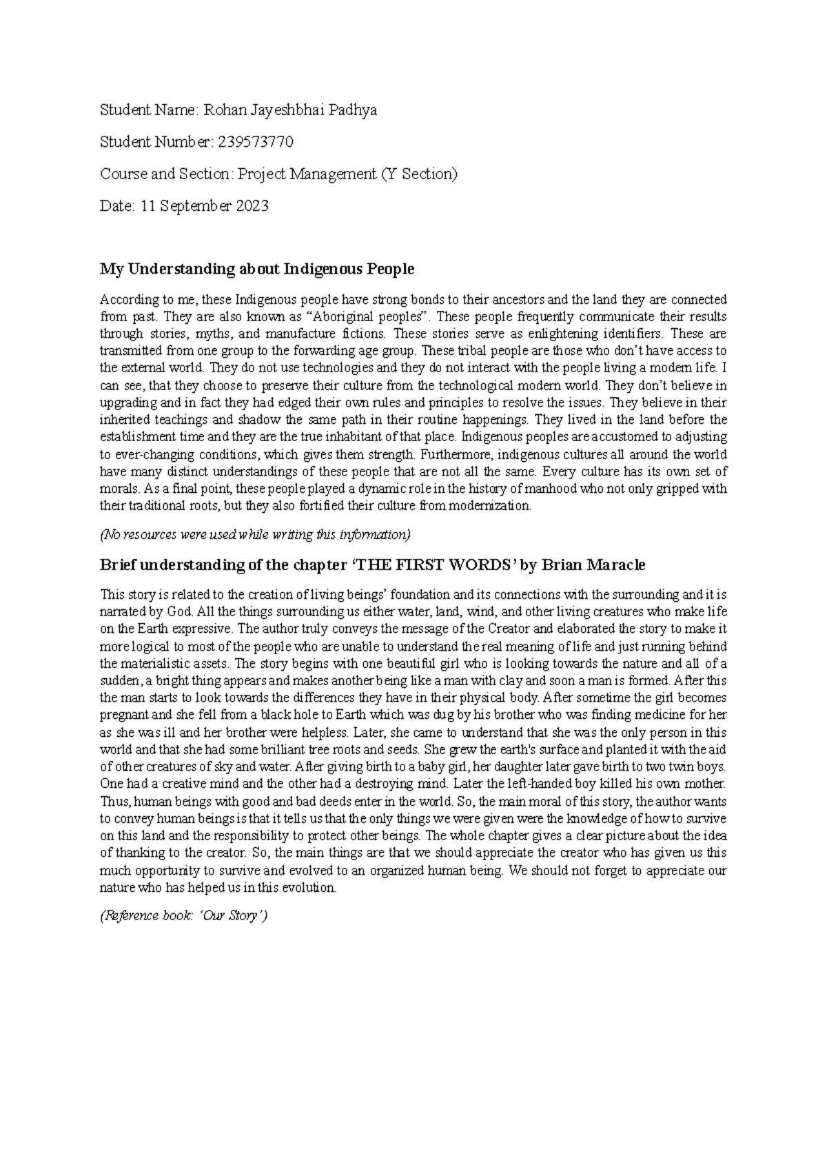 Understanding Indigenous Narratives in 'The First Words' - PM Y Section ...