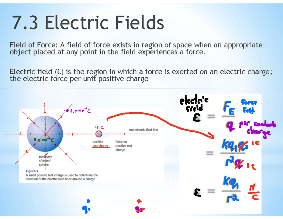 7.3 Electric Fields: Force and Work Calculations - Tuff Study - Studocu