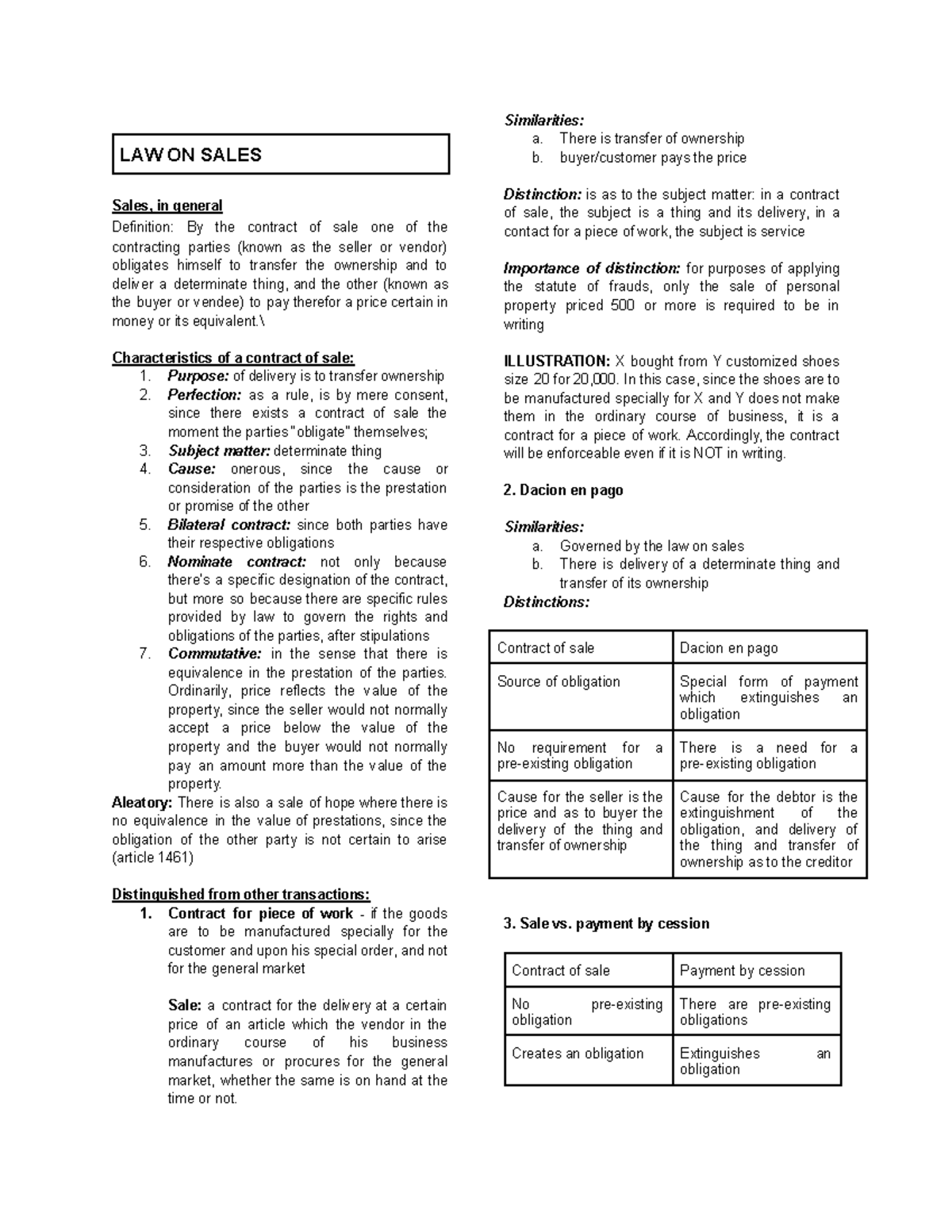 LAW ON SALES: Comprehensive Overview of Sales Contracts and Regulations ...