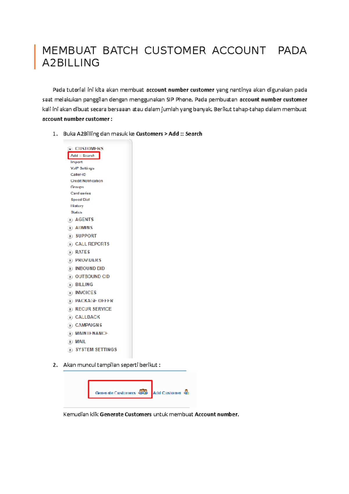 Membuat Batch Customer Accounts di A2Billing: Panduan Lengkap - Studocu