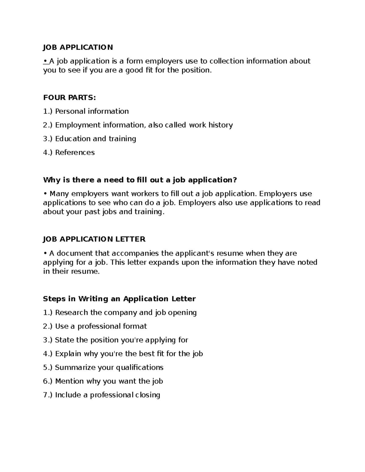 Job-application-process - JOB APPLICATION • A job application is a form ...