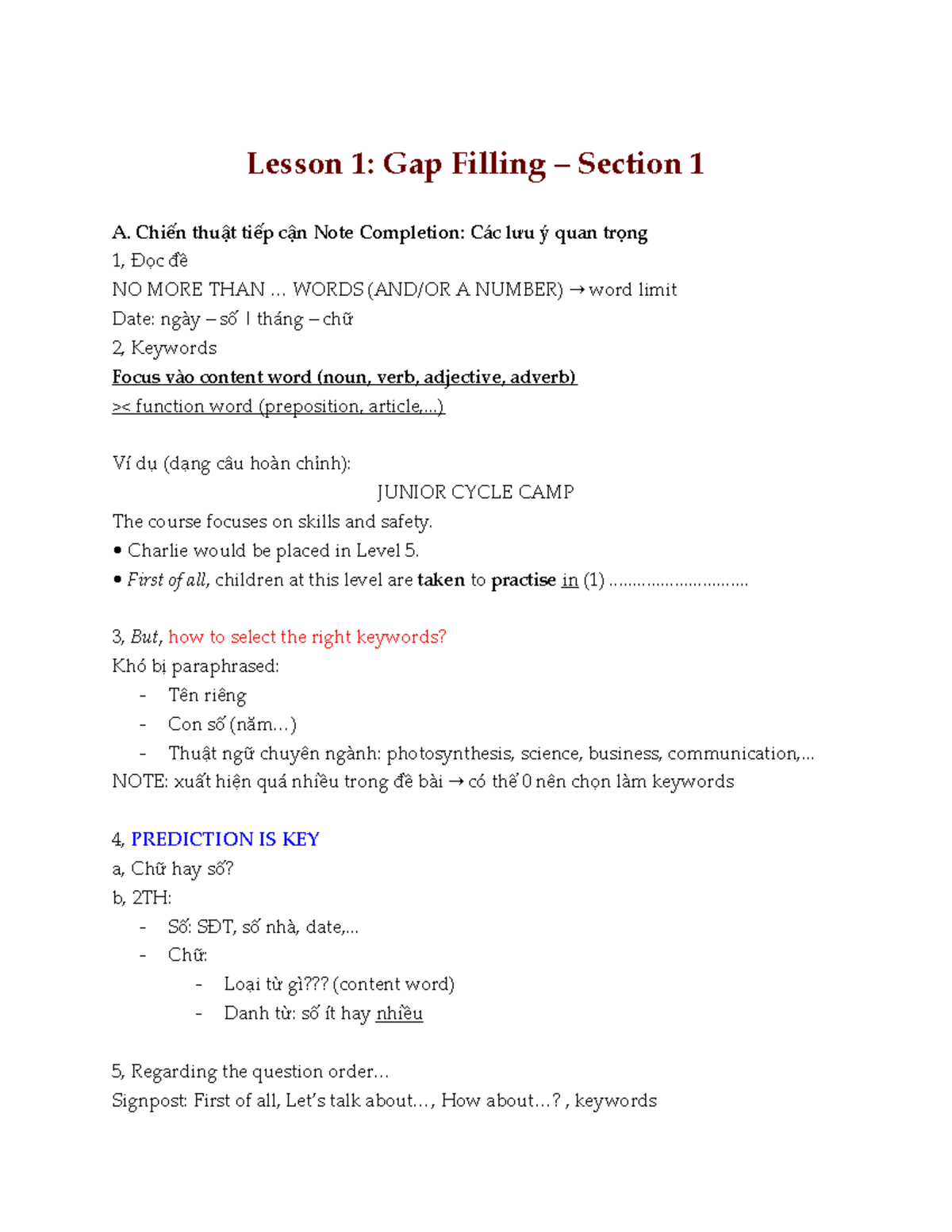 Lesson 1: Gap Filling Strategies for IELTS Writing Task 1 - Studocu