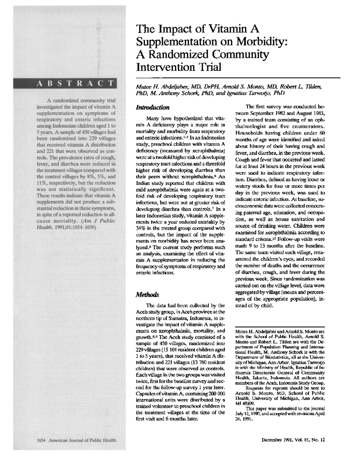 Community Trial Vit A - practice notes - The Impact of Vitamin A ...
