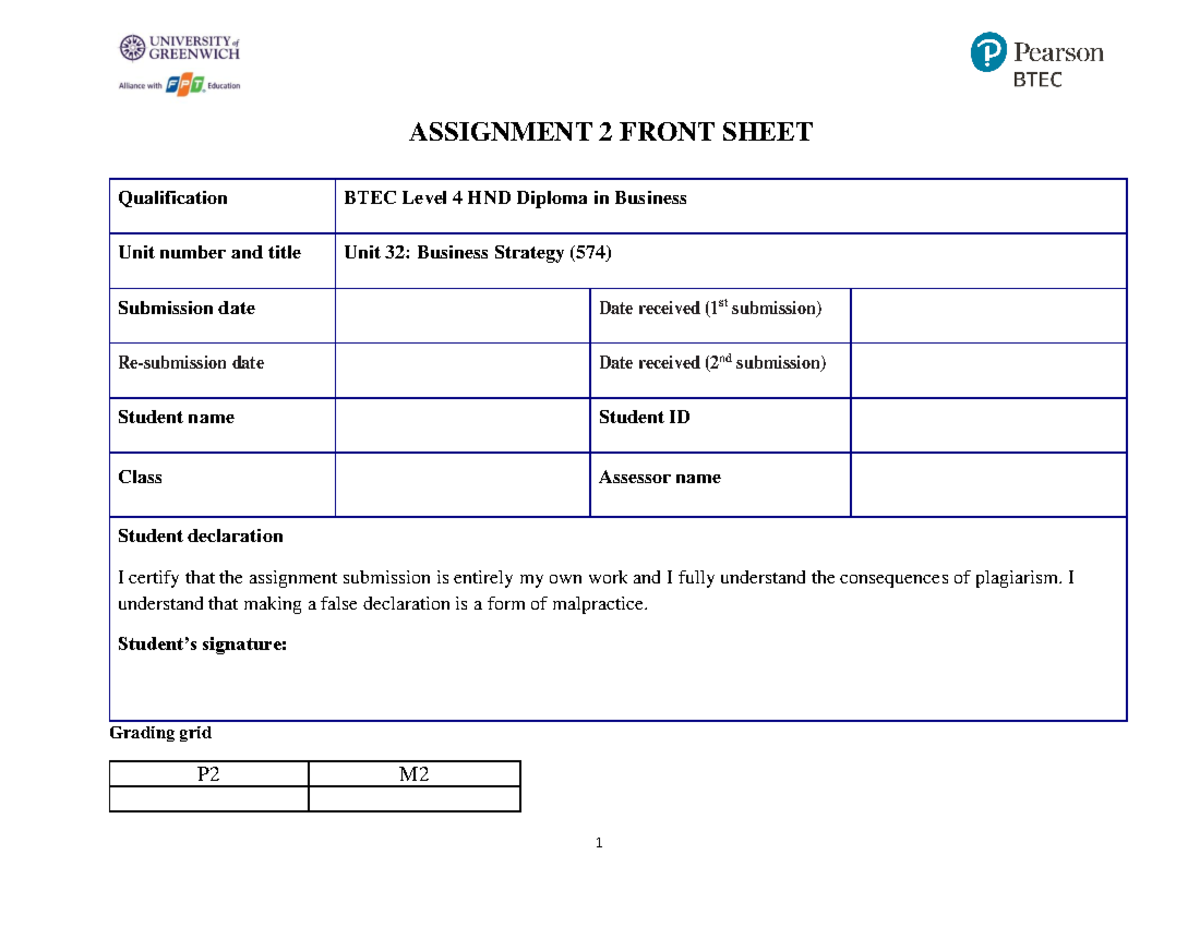 1. Merit AS2 574 - Practice material - ASSIGNMENT 2 FRONT SHEET ...