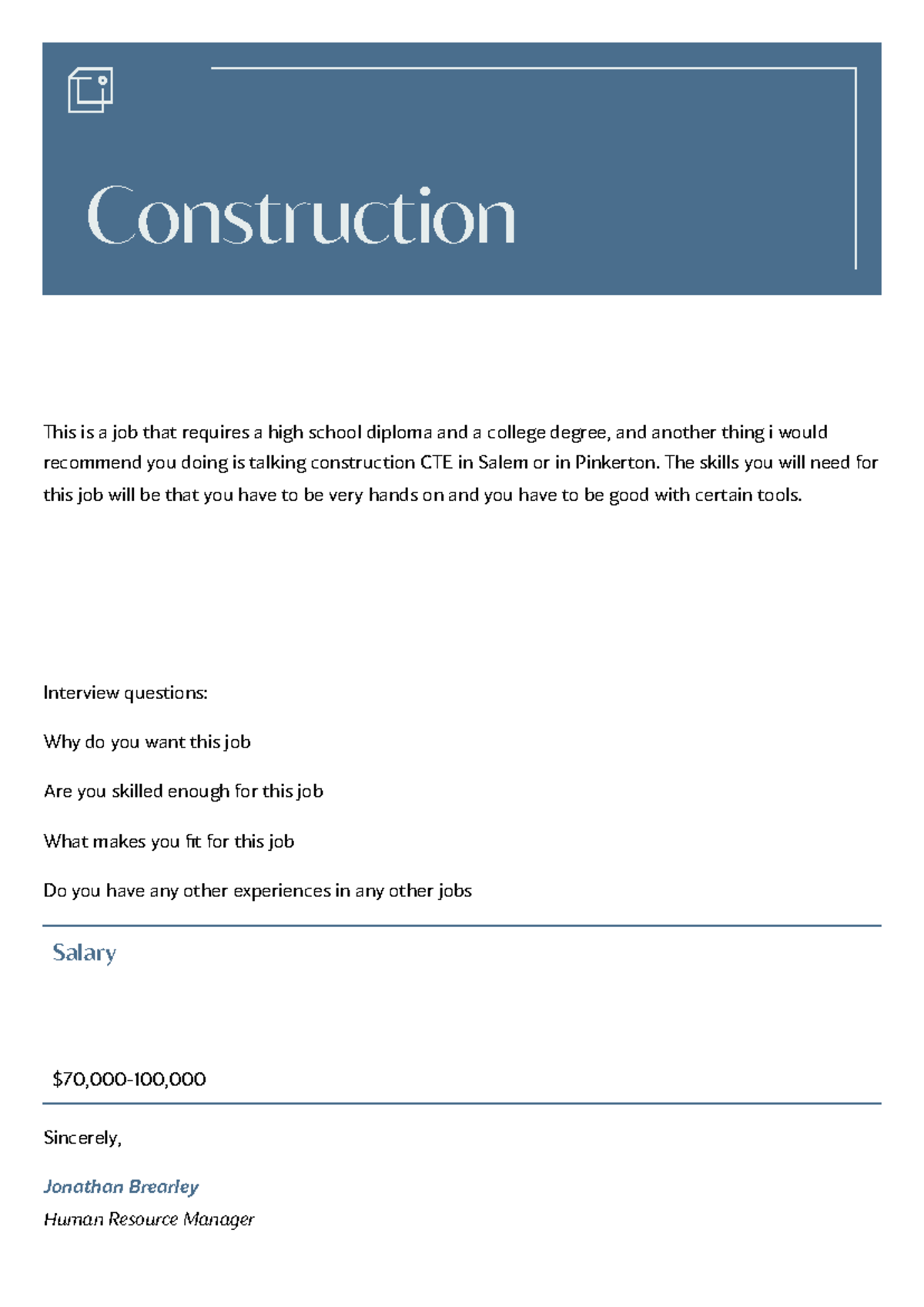 Jonathan Brearley Human Resource Manager hello@reallygreatsite.com ...