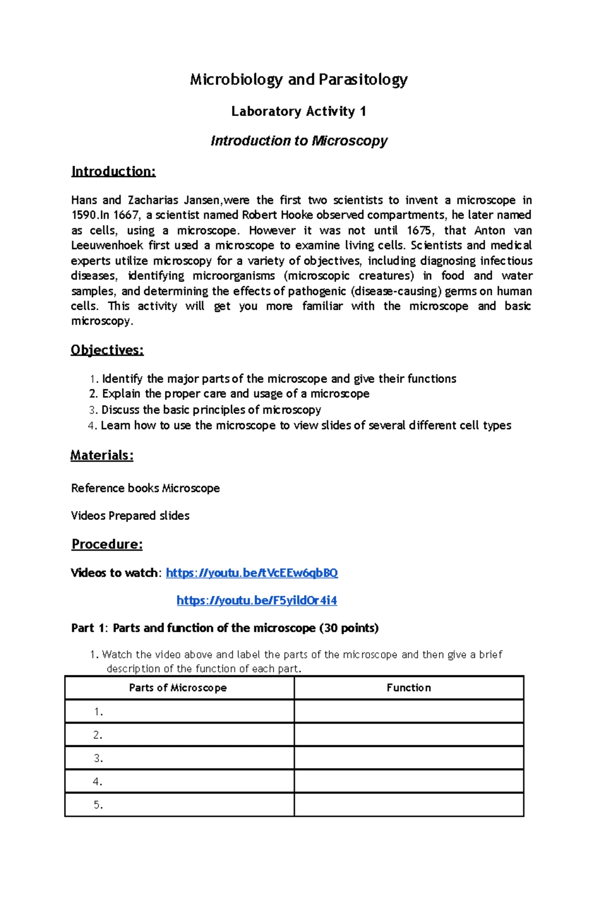 Microbiology and Parasitology-Laboratory Activity - Microbiology and ...