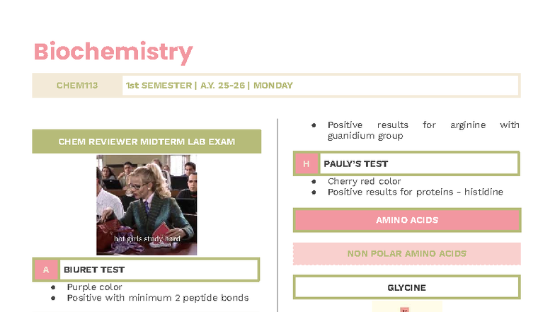 Biochemistry CHEM113 Midterm Lab Exam Reviewer on Amino Acids - Studocu