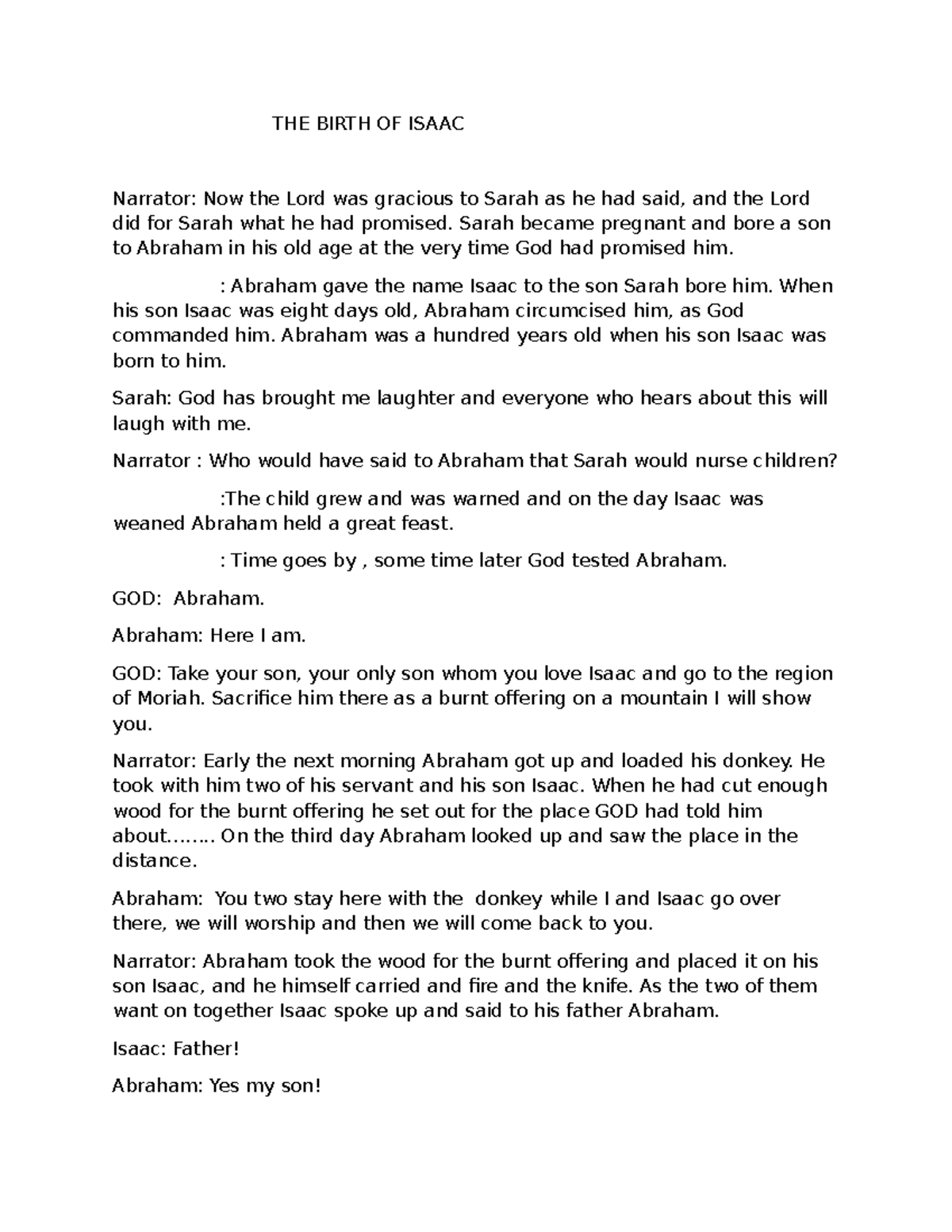 THE BIRTH OF ISAAC: A Biblical Narrative Study - Studocu