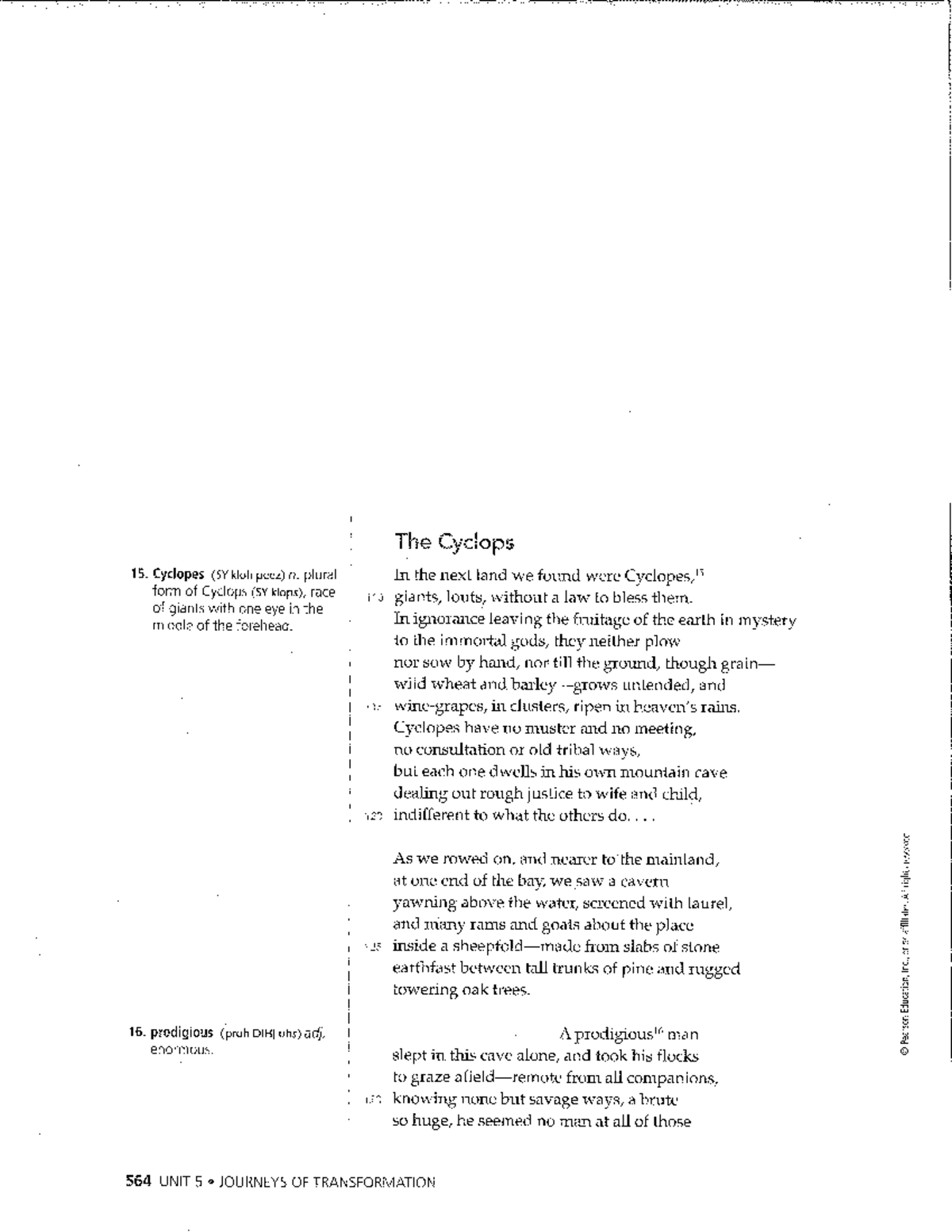 9th Grade Lit: The Cyclops Reading Assignment from The Odyssey - Studocu