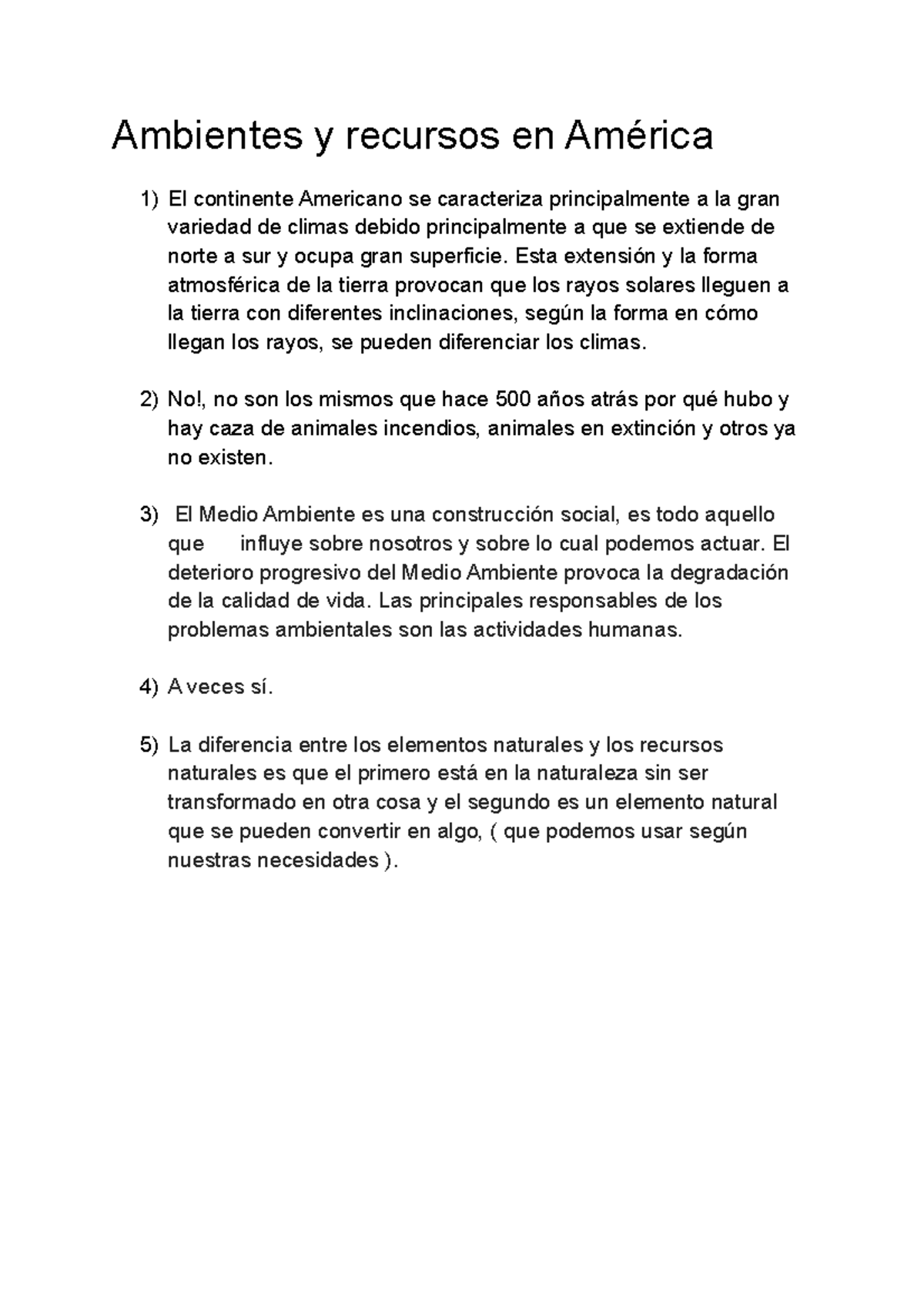 Ambientes y recursos en América - Ambientes y recursos en América El ...