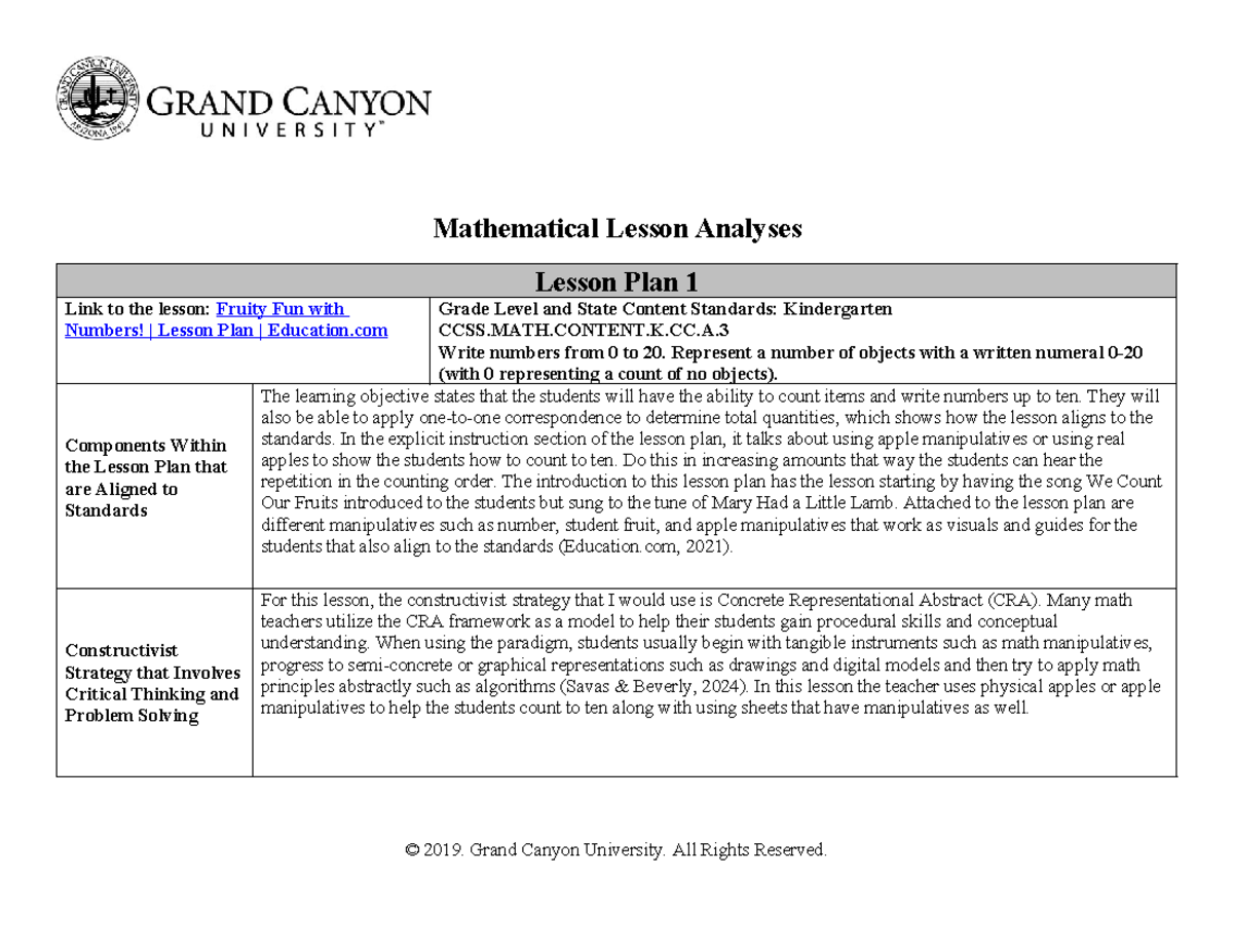 Mathematical Lesson Plans for Kindergarten: Key Concepts and Strategies ...