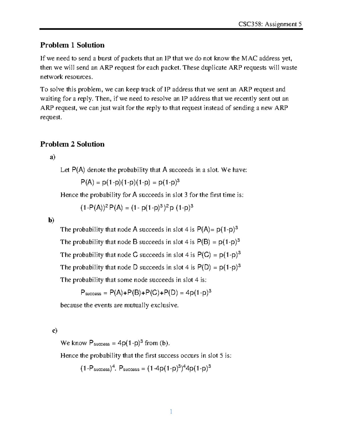 CSC358: Assignment 5 Solutions and Explanations - Studocu