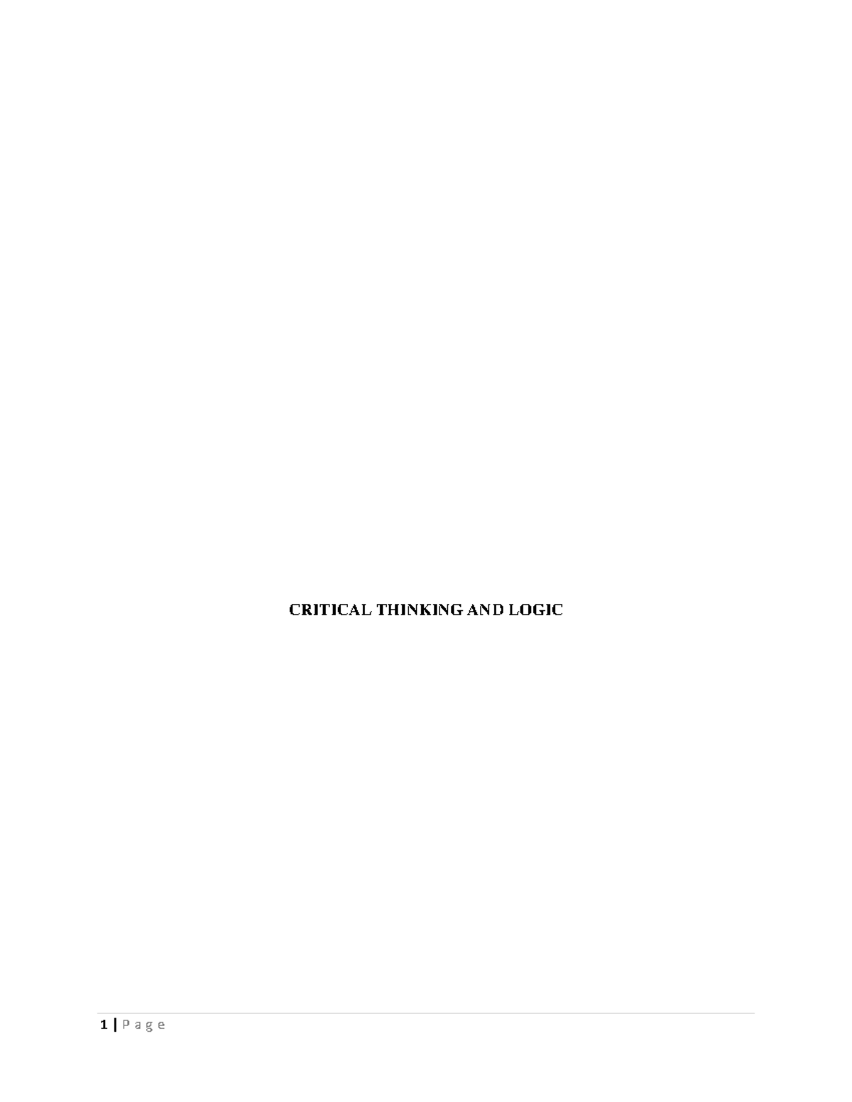 Critical Thinking and Logic: An Introductory Module on Problem Solving ...