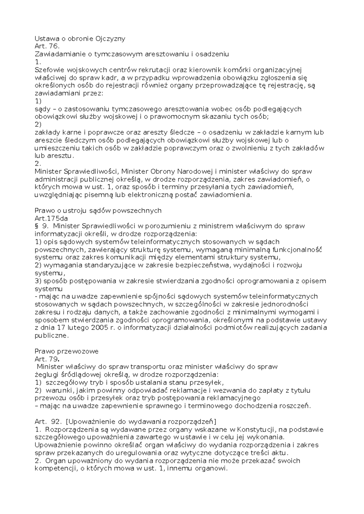 Legislacja - Przykładowe Rozwiązanie do Zadania na Zaliczenie - Studocu