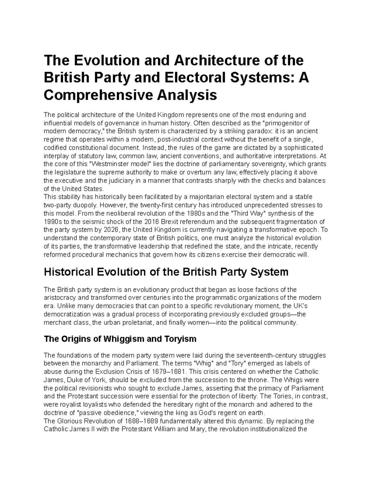 The Evolution of British Party Systems: A Detailed Analysis (POL 101 ...