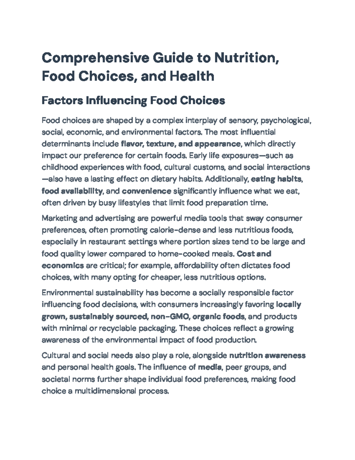 Nutrition Science: Comprehensive Overview of Food Choices & Health ...