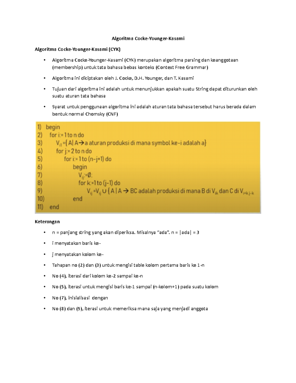 TBO15 - Algoritma Cocke-Younger-Kasami dalam Teori Bahasa Otomata - Studocu