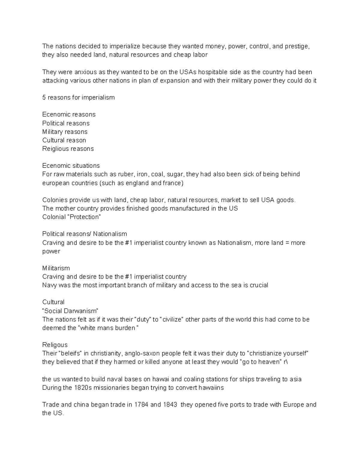 US Imperialism: Motivations and Consequences - The nations decided to ...