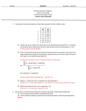 Tutorial-2 - Tutorial 2 - IT1244 Tutorial-2 Semester-2, 2024/ National ...