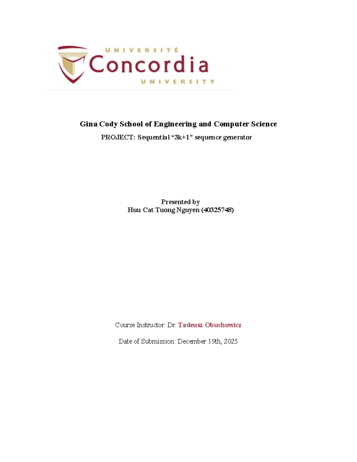 COEN 313: Final Project on Sequential Sequence Generator Design - Studocu