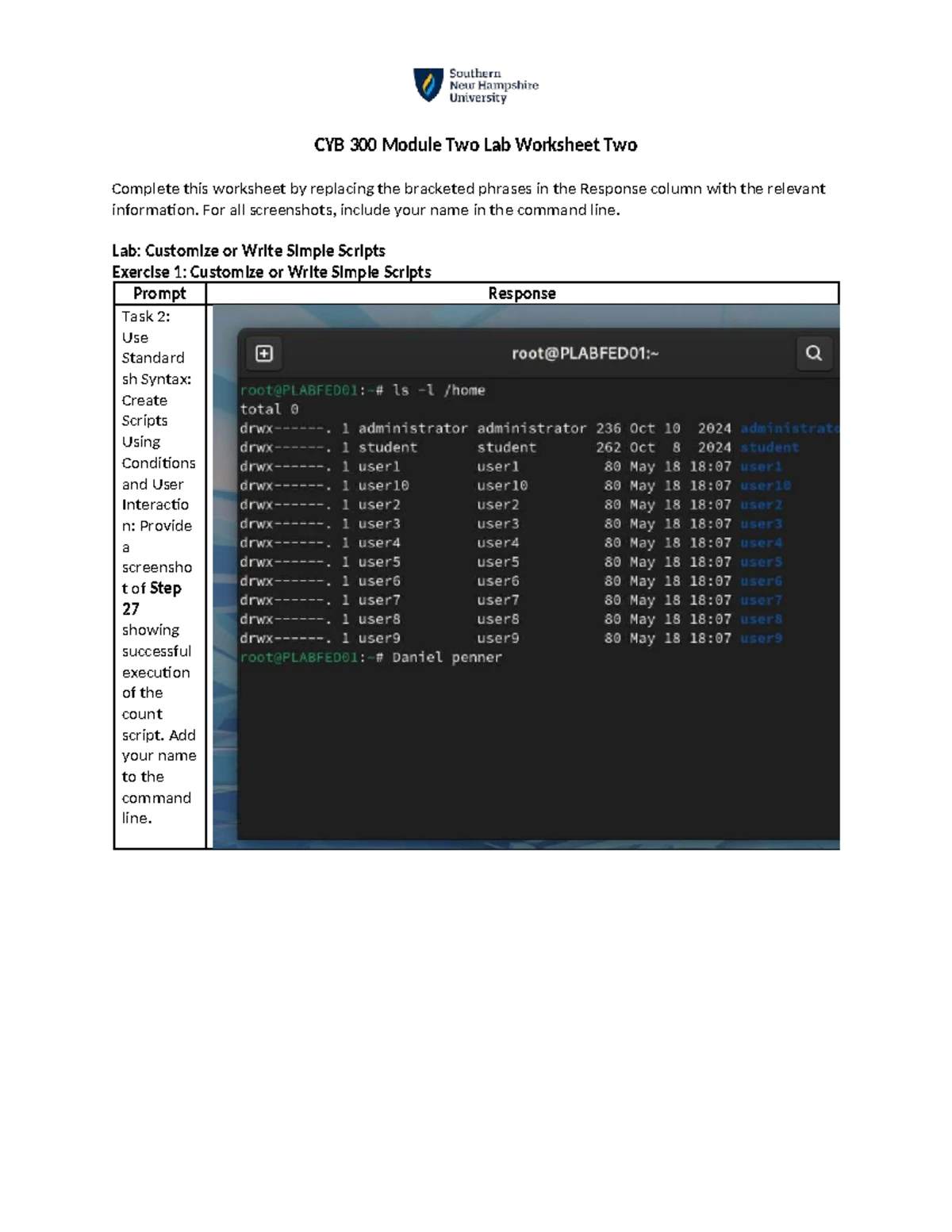 CYB 300 Module 1 Lab Worksheet: Securing Linux Devices - Studocu