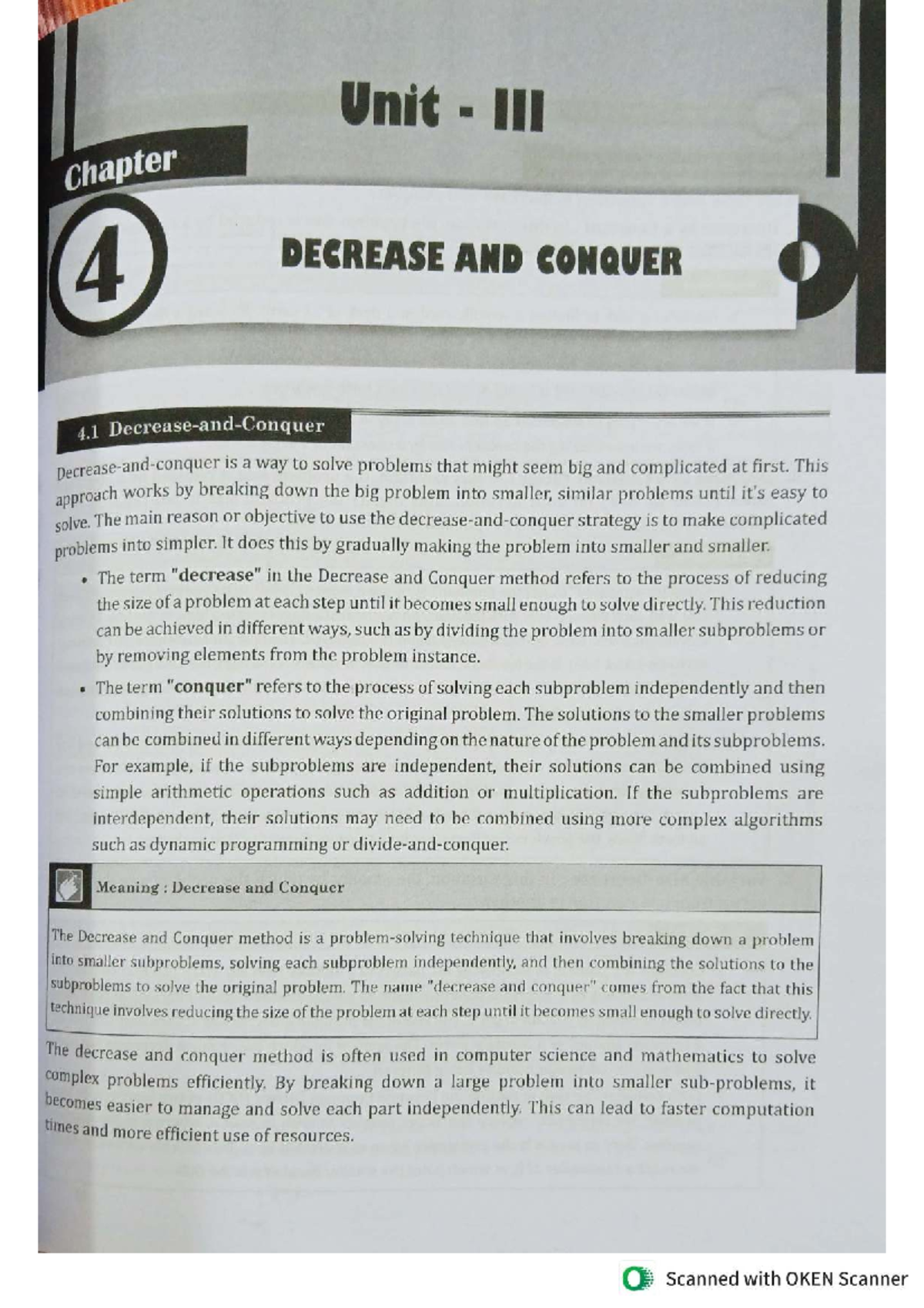 DAA SEP UNIT 3: Decrease and Conquer Method Explained - Studocu