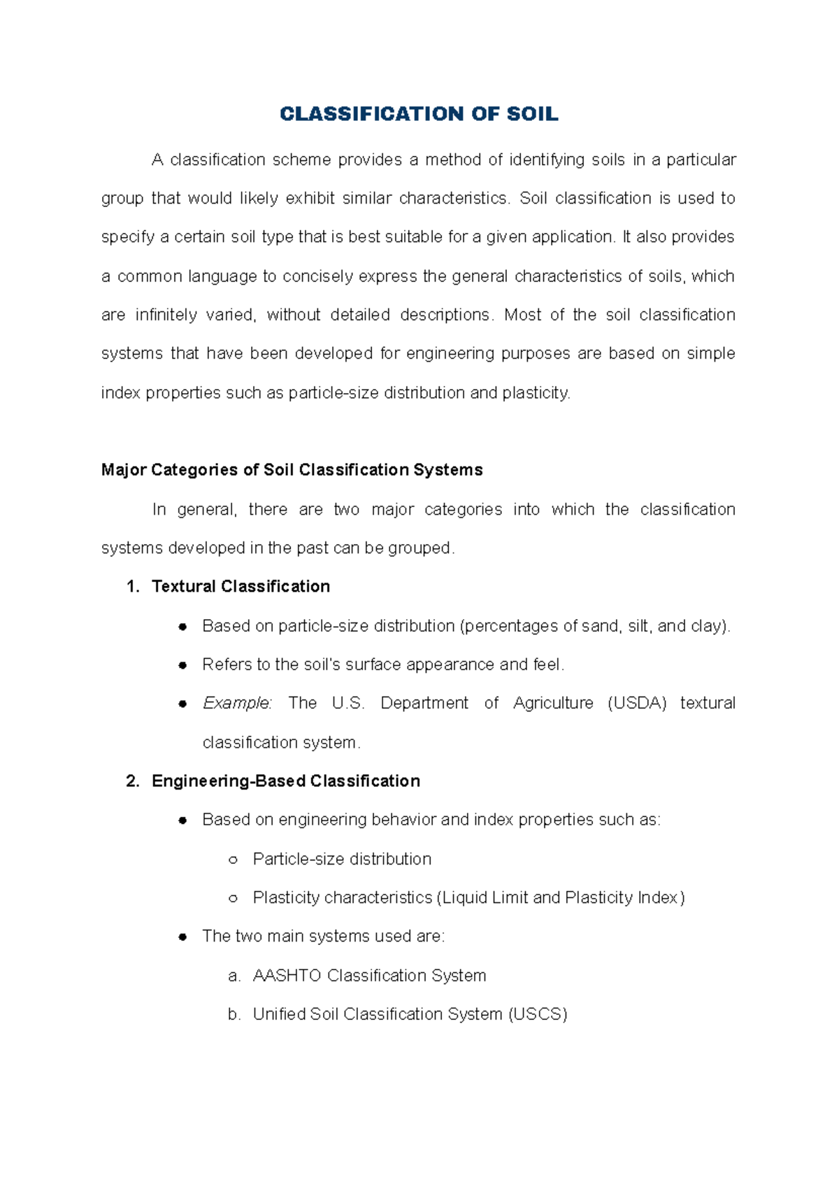 Geotech 2 Module Soil Classification And Properties Overview Studocu