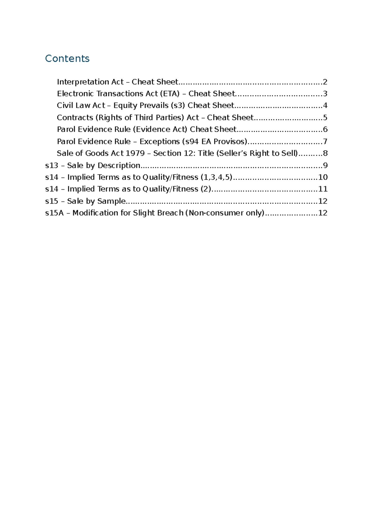 Statute LAW Cheat Sheet: Key Principles and Rules Overview - Studocu