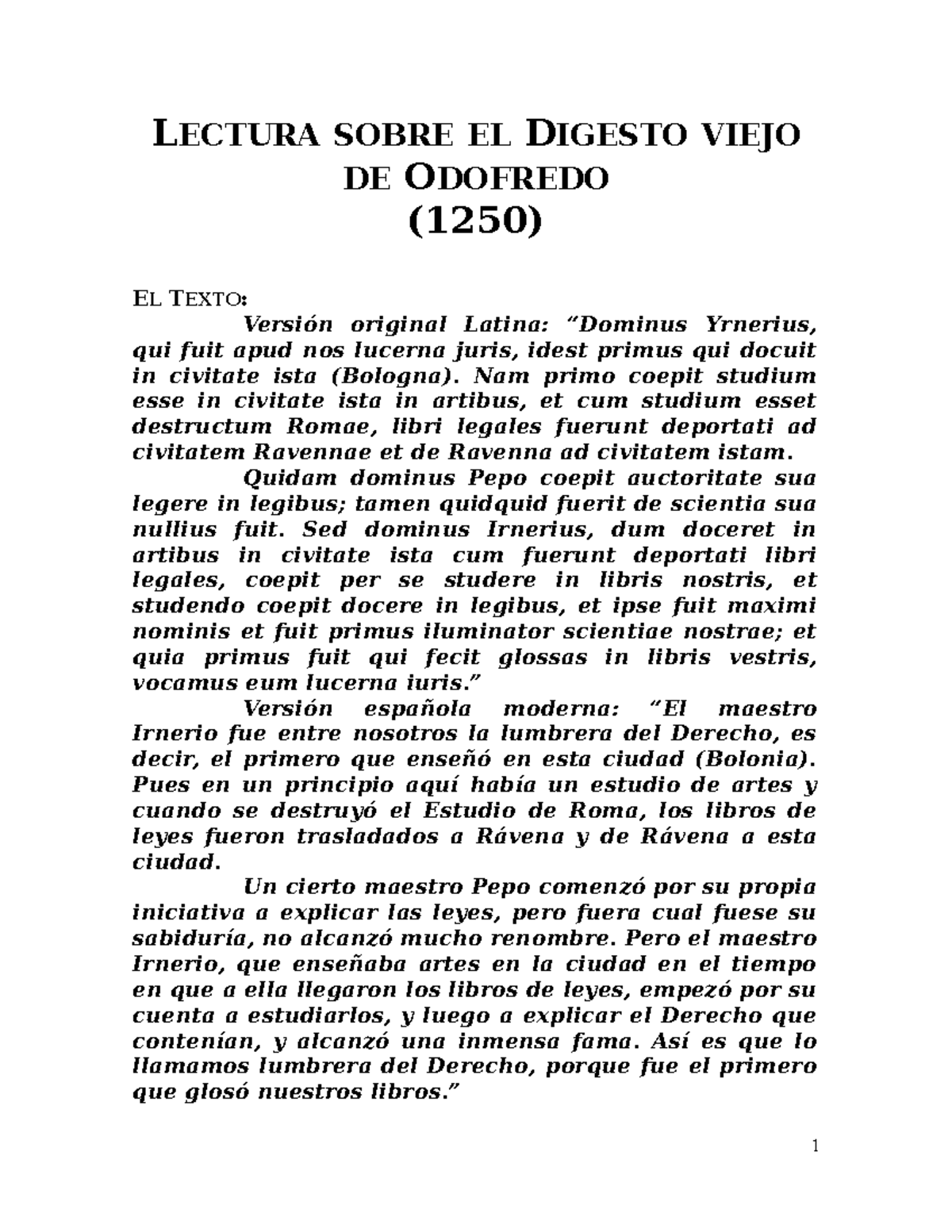 51 Lectura sobre el Digesto Viejo de Odofredo - LECTURA SOBRE EL ...