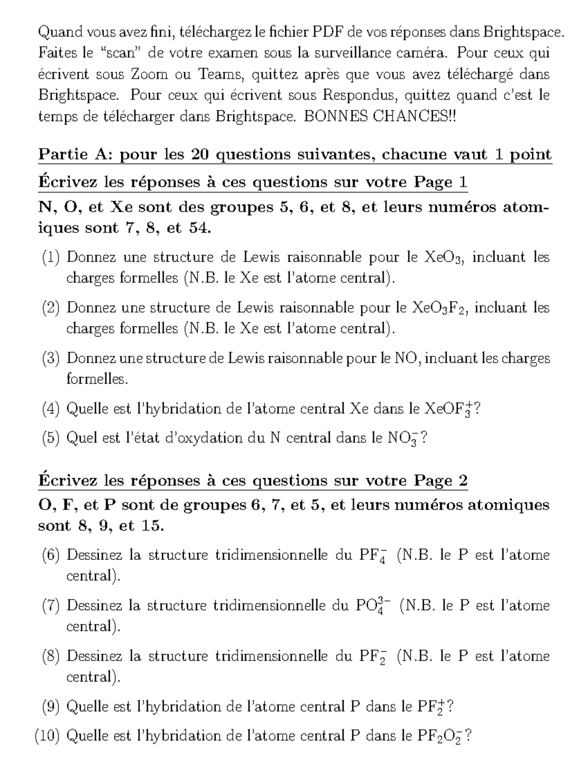 Final Exam: Structures de Lewis et Réactions Chimiques (CHM101) - Studocu