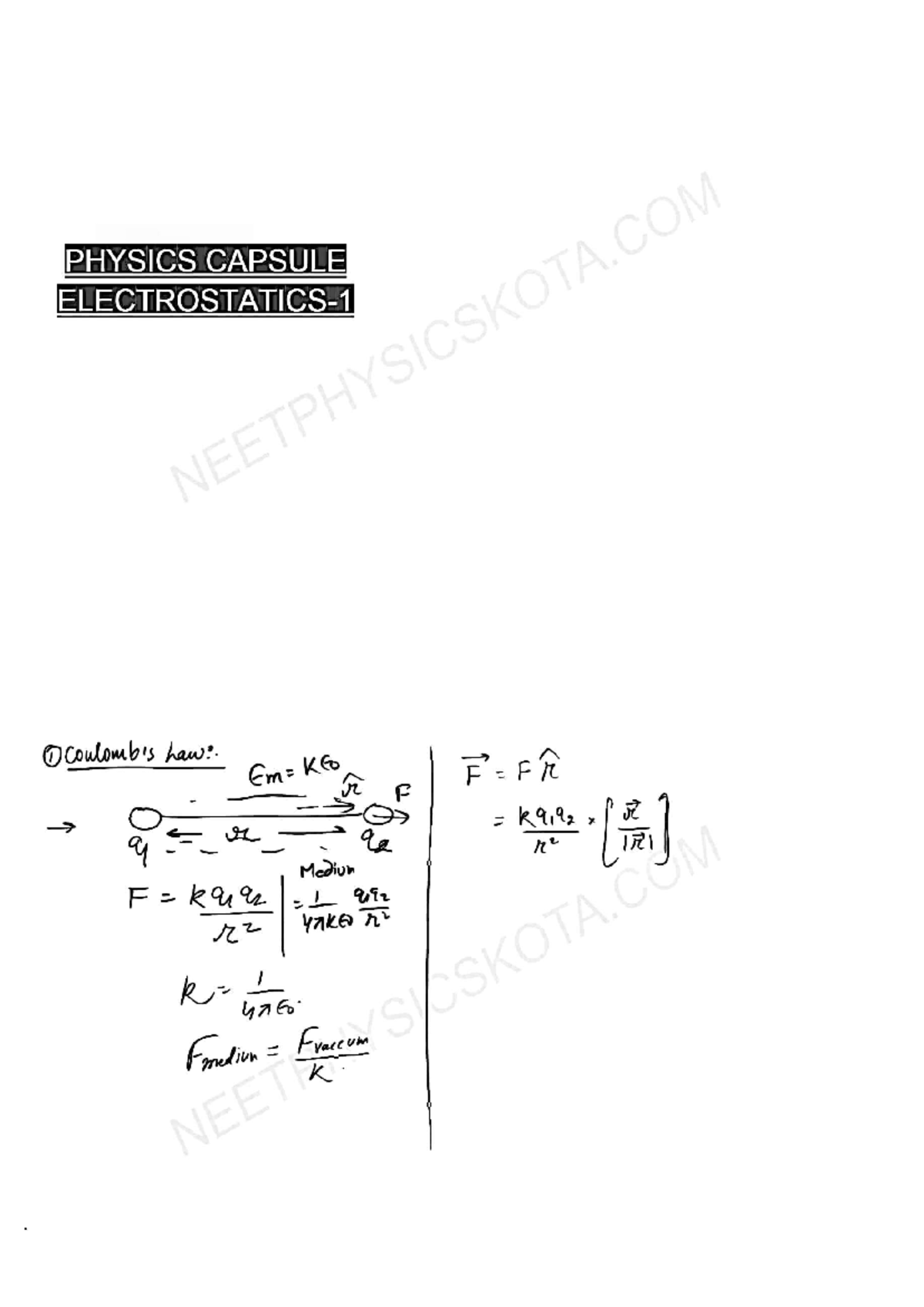 CAPSULE PHYSICS 1: Charge Distribution and Electric Forces - NEET Prep ...