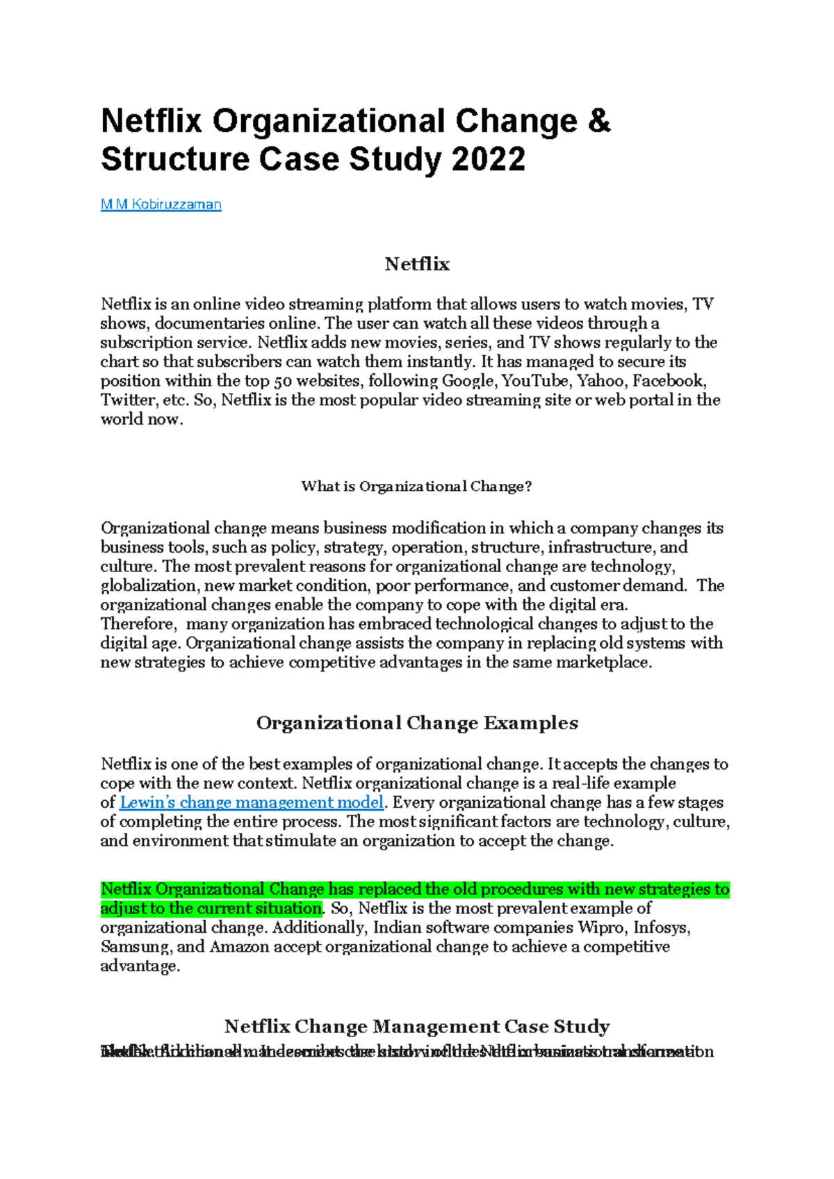 Netflix Organizational Change Case Study 2022: Insights & Analysis ...