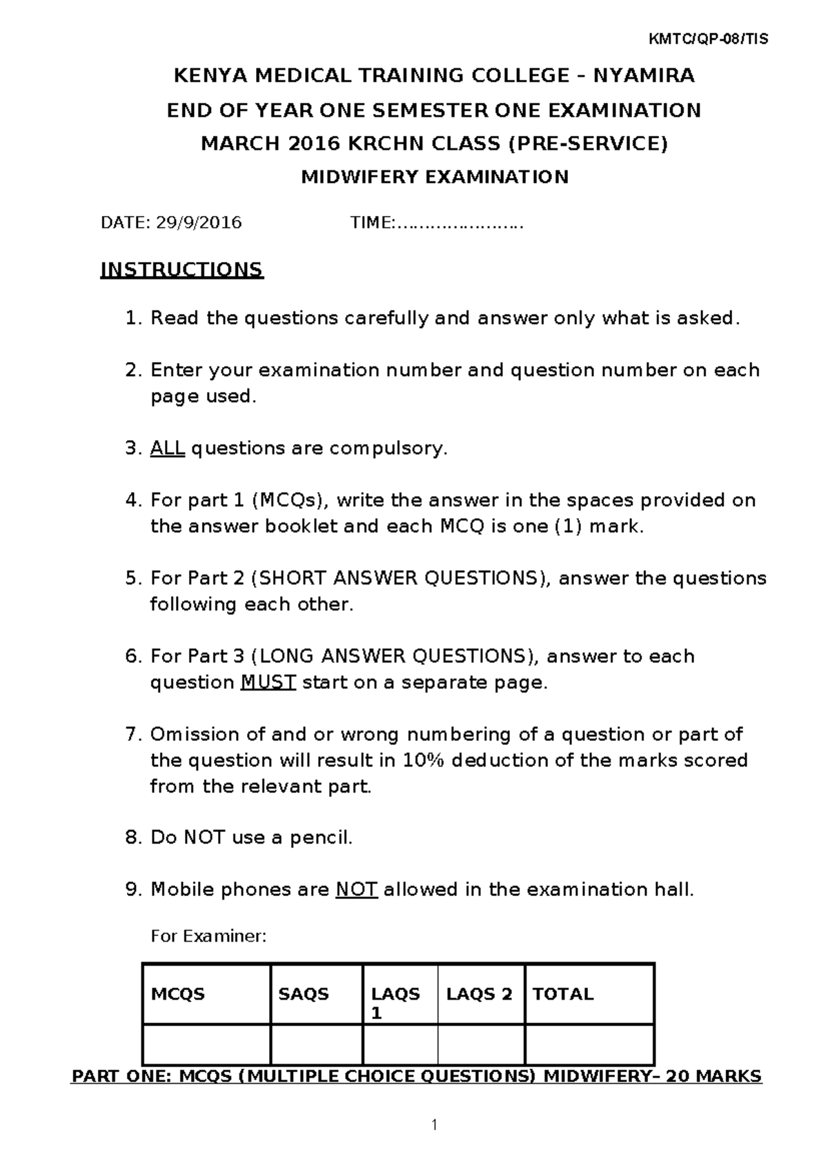 YEAR 1 SEM 1 Midwifery - End of Year Exam Revision Notes - Studocu