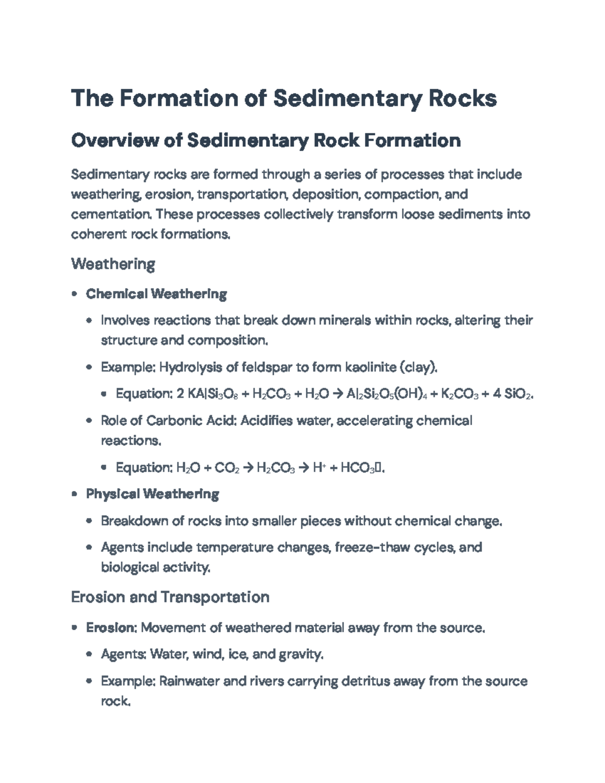 Sedimentary Rock Formation Processes - Overview and Key Concepts - The ...