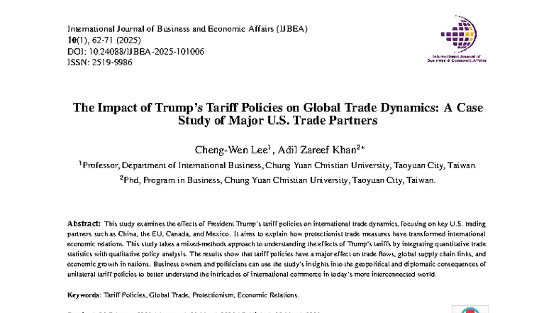 The Impact of U.S. Tariff Policies on Global Trade Dynamics: A Case ...